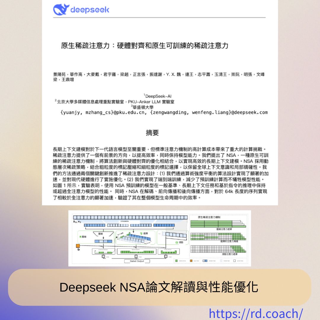 Deepseek NSA論文解讀與性能優化 - AI教學與工具實戰總覽｜數位教練蔡正信帶你打造AI工作流